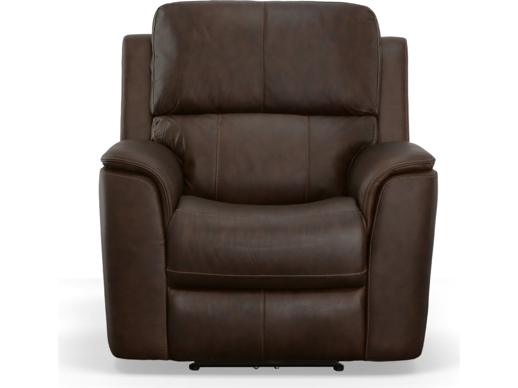 Flexsteel Henry Burnt Umber Leather Power Recliner with Power Headrest ...