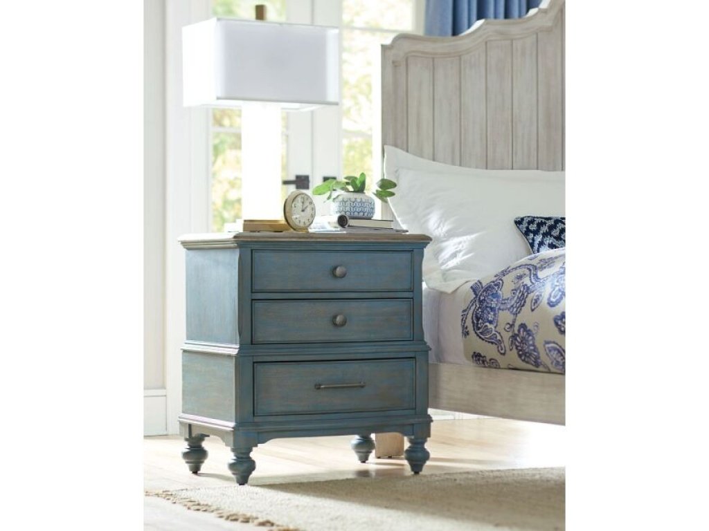 American Drew Moray Nightstand Blue Furniture Bedroom Nightstands